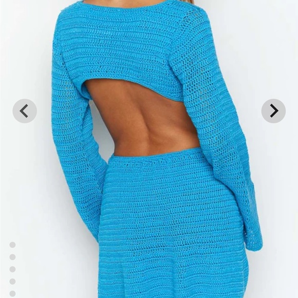 Beginning Boutique | Dresses | Nwt Astrid Blue Crochet Mini Dress ...